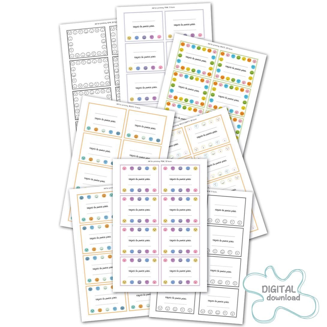 Kids Reward Punch Cards Printable | Spanish Reward Chart for Kids ...