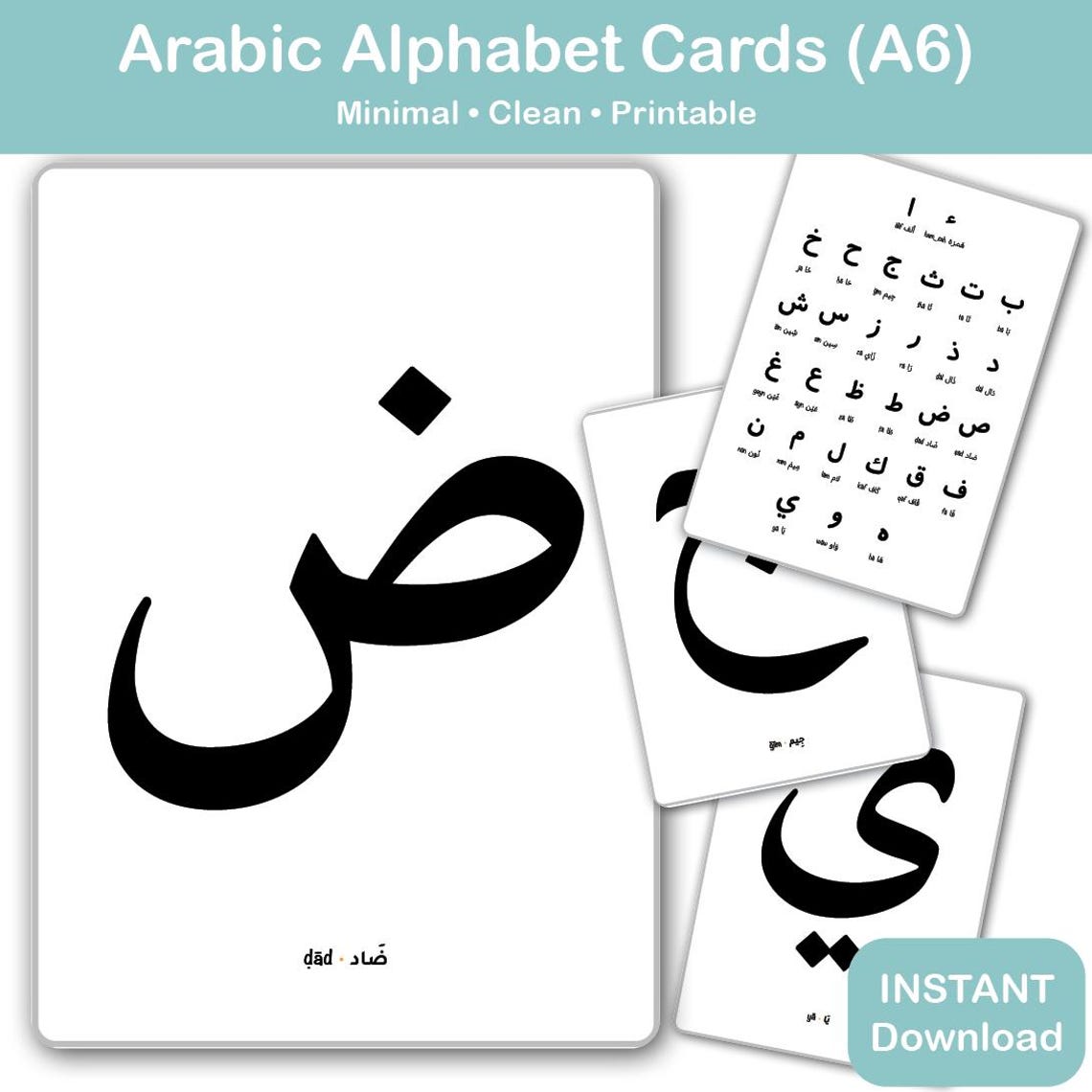 Arabic Alphabet Cards Printable | Arabic Letters Flashcards A6 | Learn ...