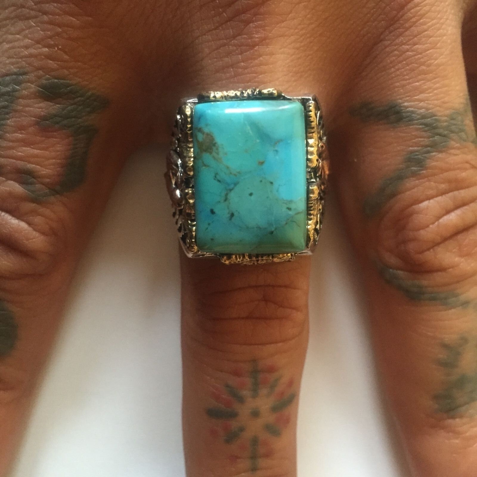 1900s 20s 30s 40s 50s Sea Mermaid Ring Real Turquoise stone | Etsy