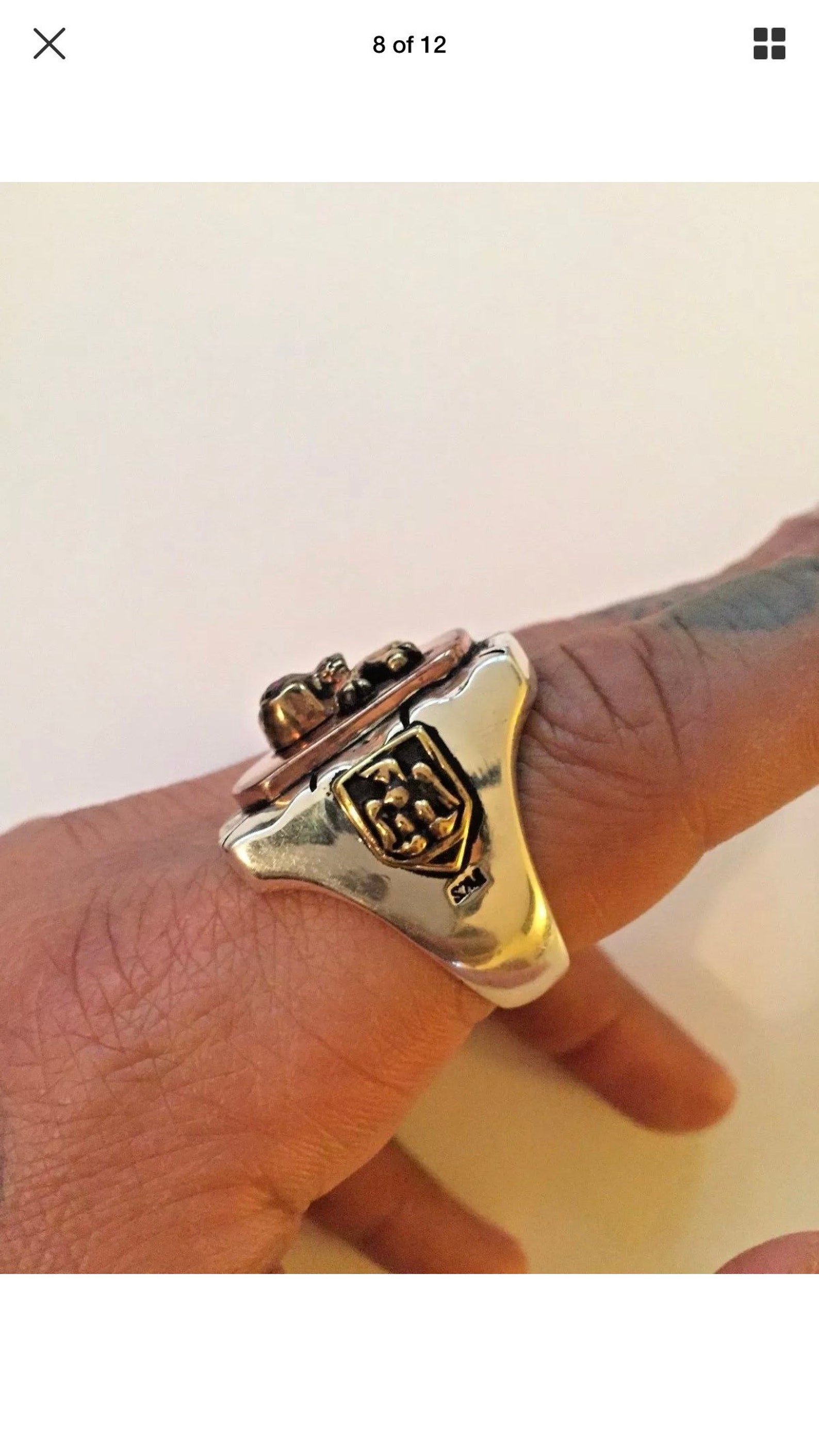 1940s 50s Massive Mexican Biker Novelty Skull Ring Tattoo Rockabilly ...