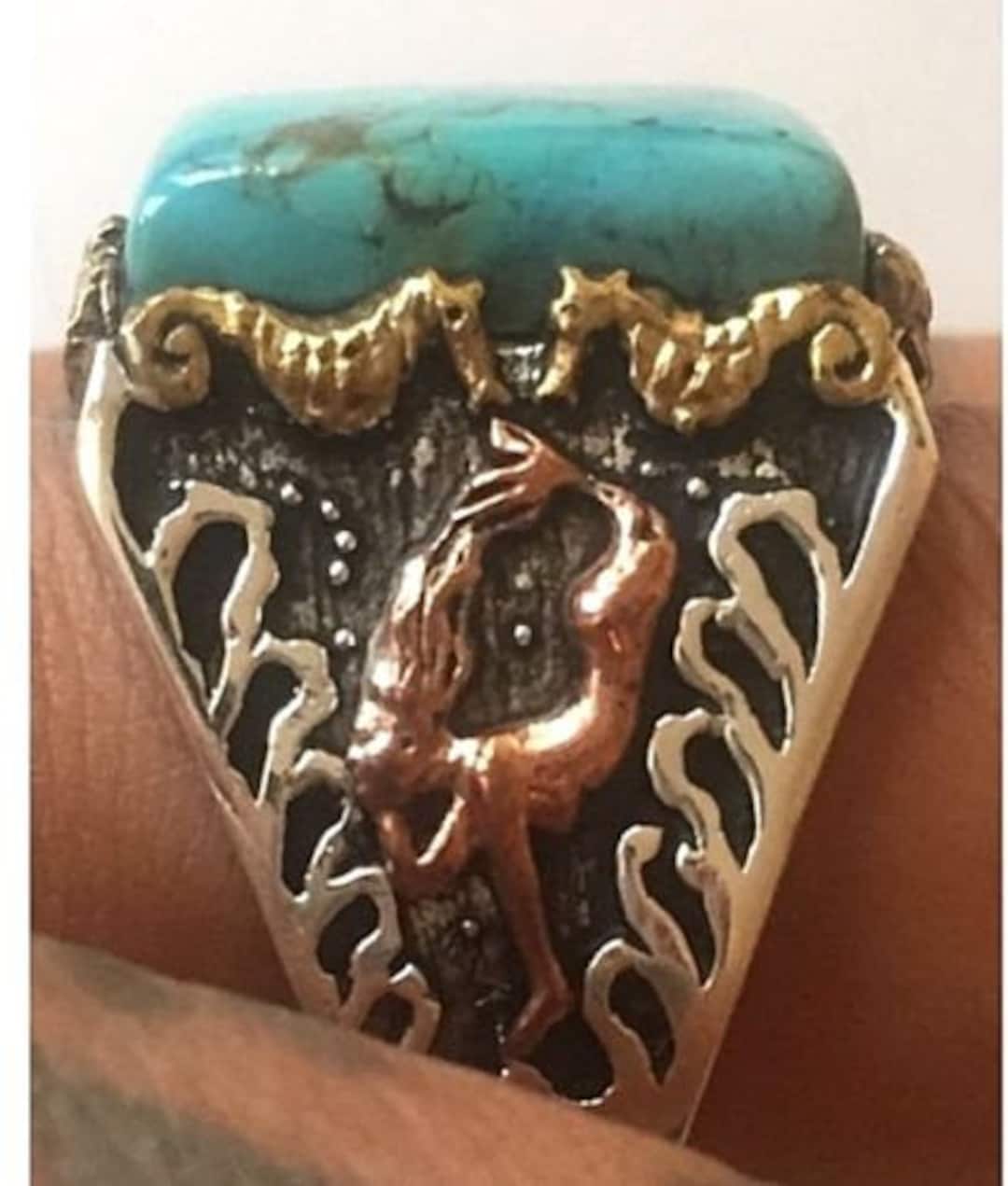 1900s 20s 30s 40s 50s Sea Mermaid Ring Real Turquoise Stone Vintage ...