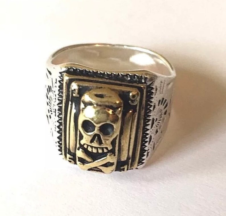 1930s 40s 50s Art Deco Skull and Crossbone Mexican Biker Ring - Etsy