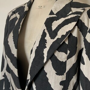 Zebra Print Linen Cream and Black Oversized Blazer With Black Lining ...