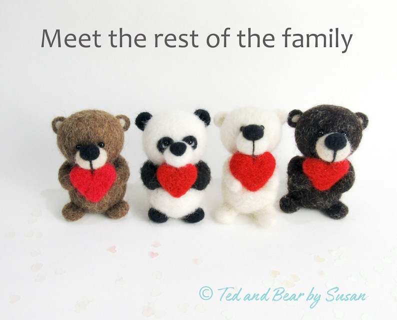 Needle Felted Bear, Handmade Miniature Bear With Love Heart, Woodland ...