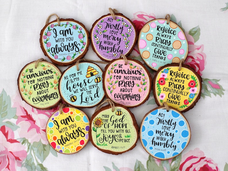 Encouraging Bible Verses on Hand Painted Wood Slices. Part 2 - Etsy