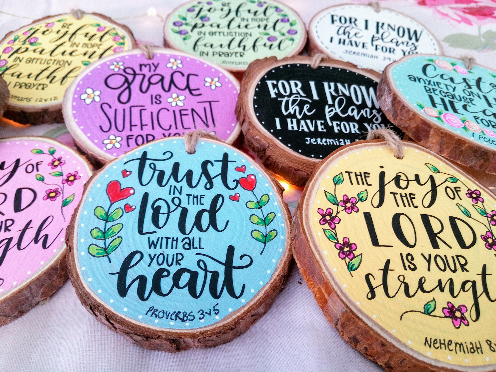 Encouraging Bible Verses on Hand Painted Wood Slices. Part 1 | Etsy