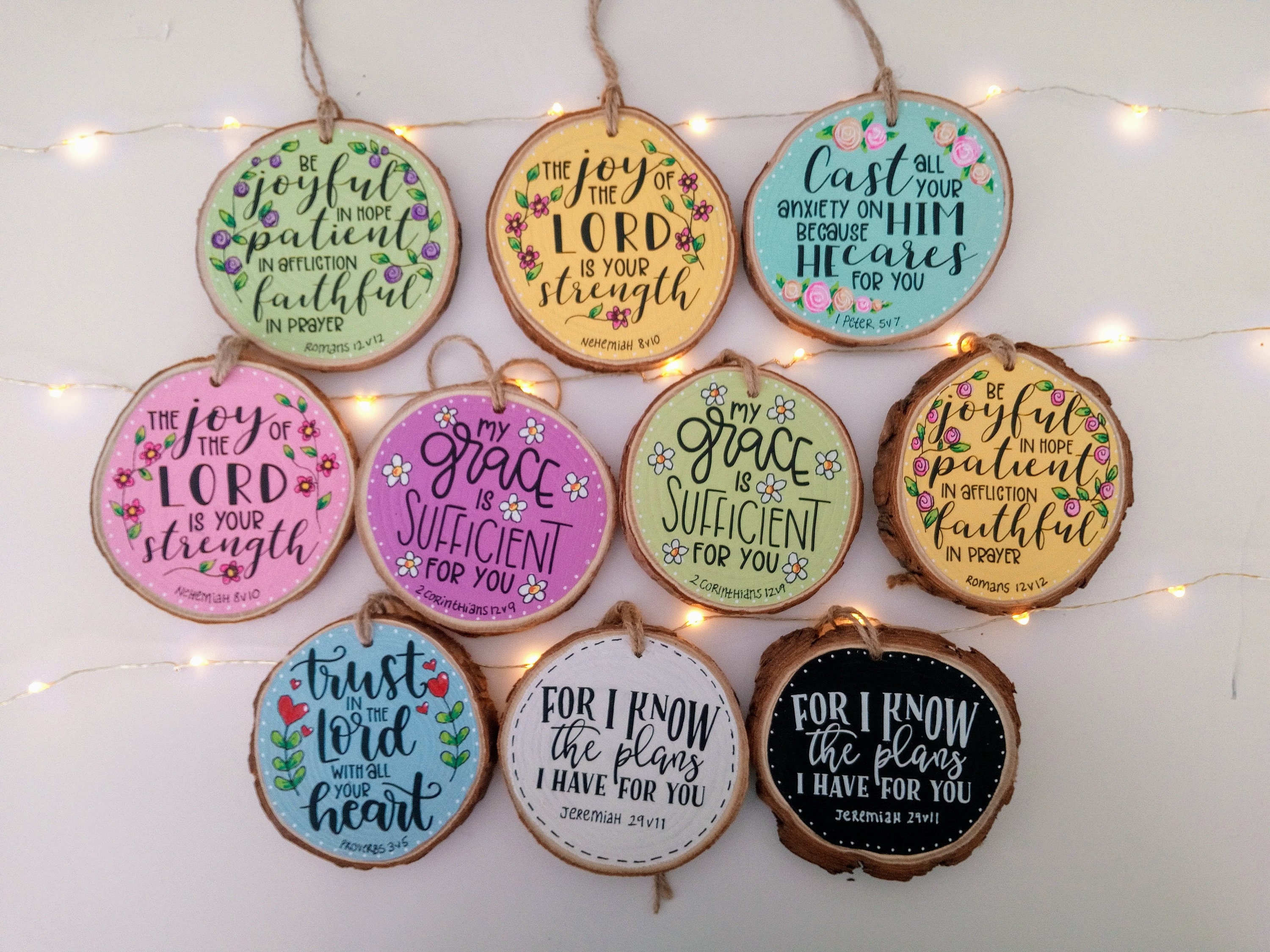 Encouraging Bible Verses on Hand Painted Wood Slices. Part 1 - Etsy UK