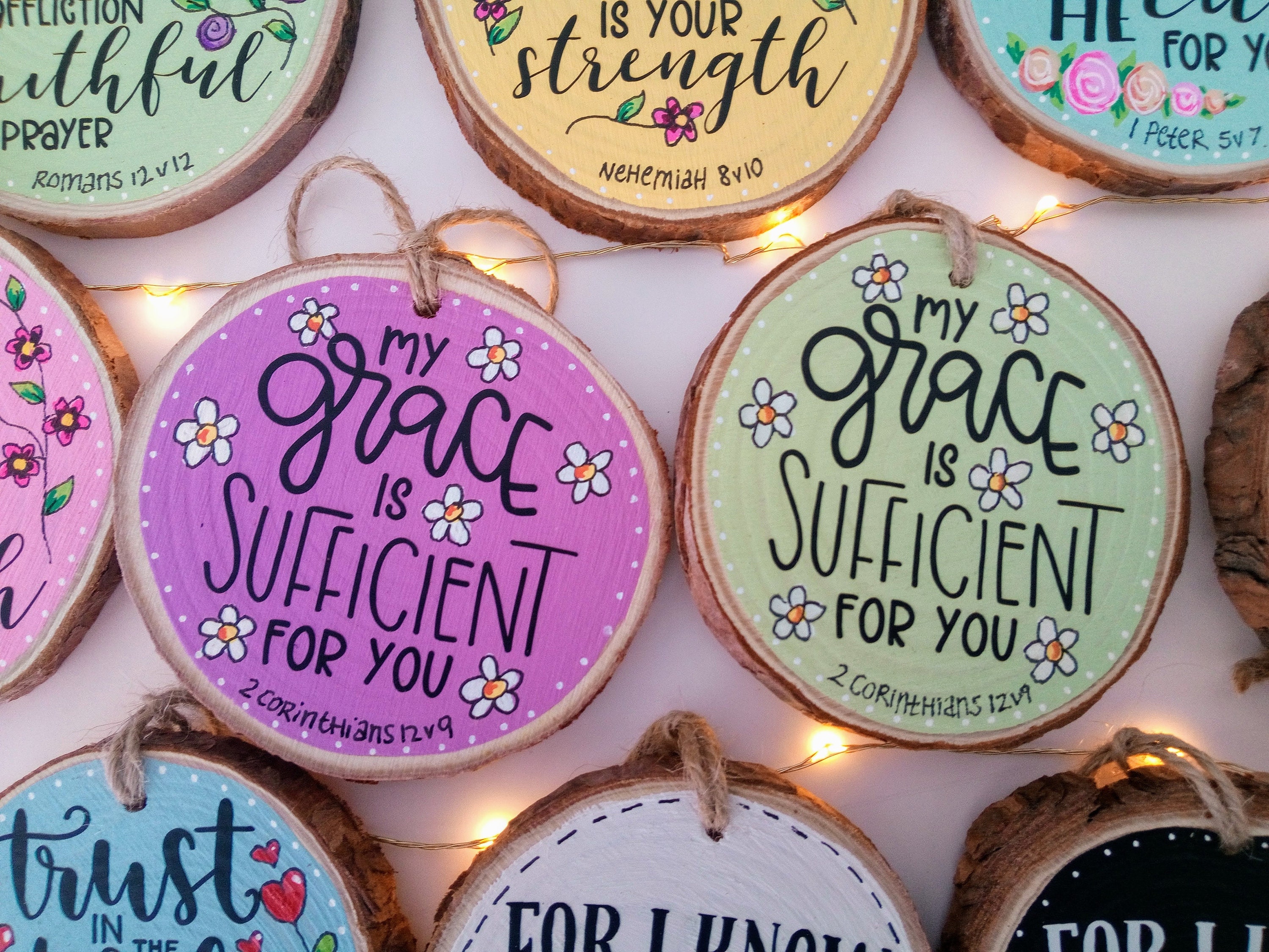 Encouraging Bible Verses on Hand Painted Wood Slices. Part 1 - Etsy UK