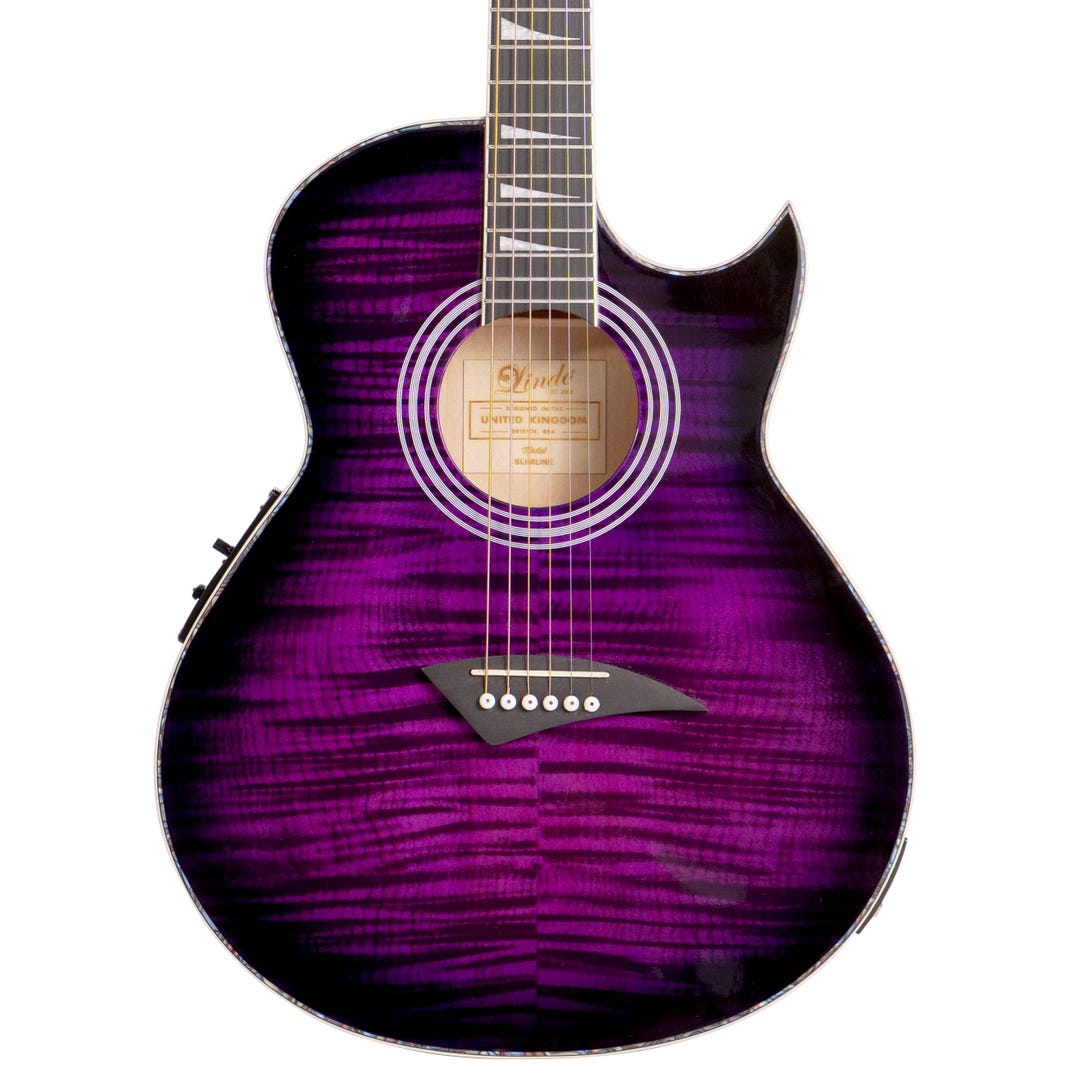Lindo ORG-SL Slimline Purple Electro Acoustic Guitar With In-built F-4T ...