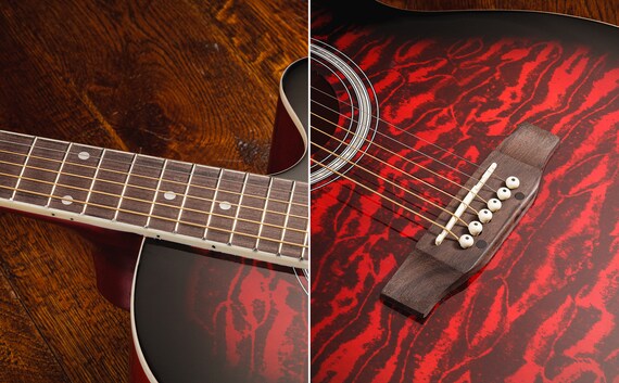 Red Acoustic Electric Guitar