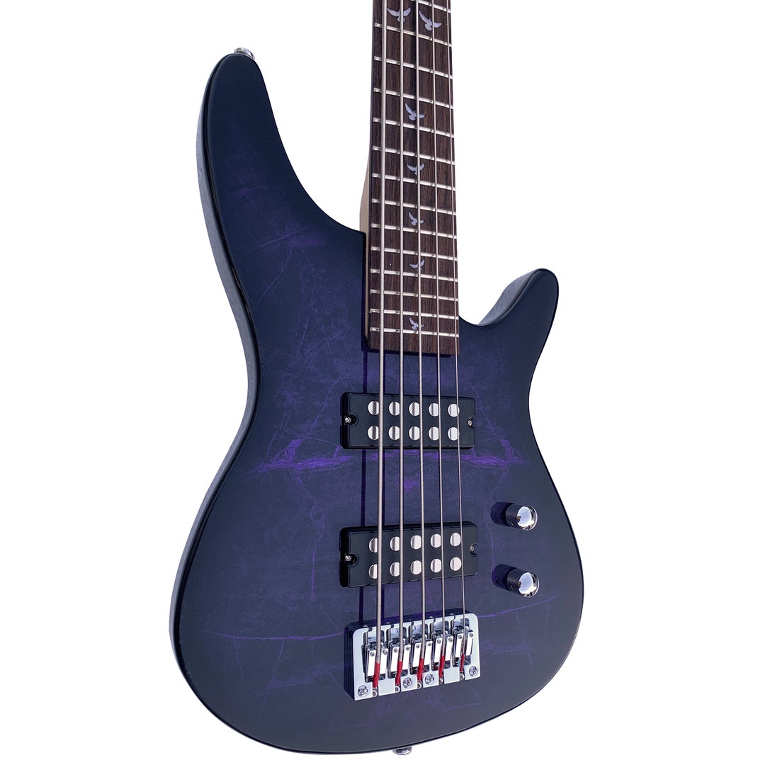 Lindo PDB-5 V2 Purple 5-string Electric Bass Guitar Dove Inlays Unique ...