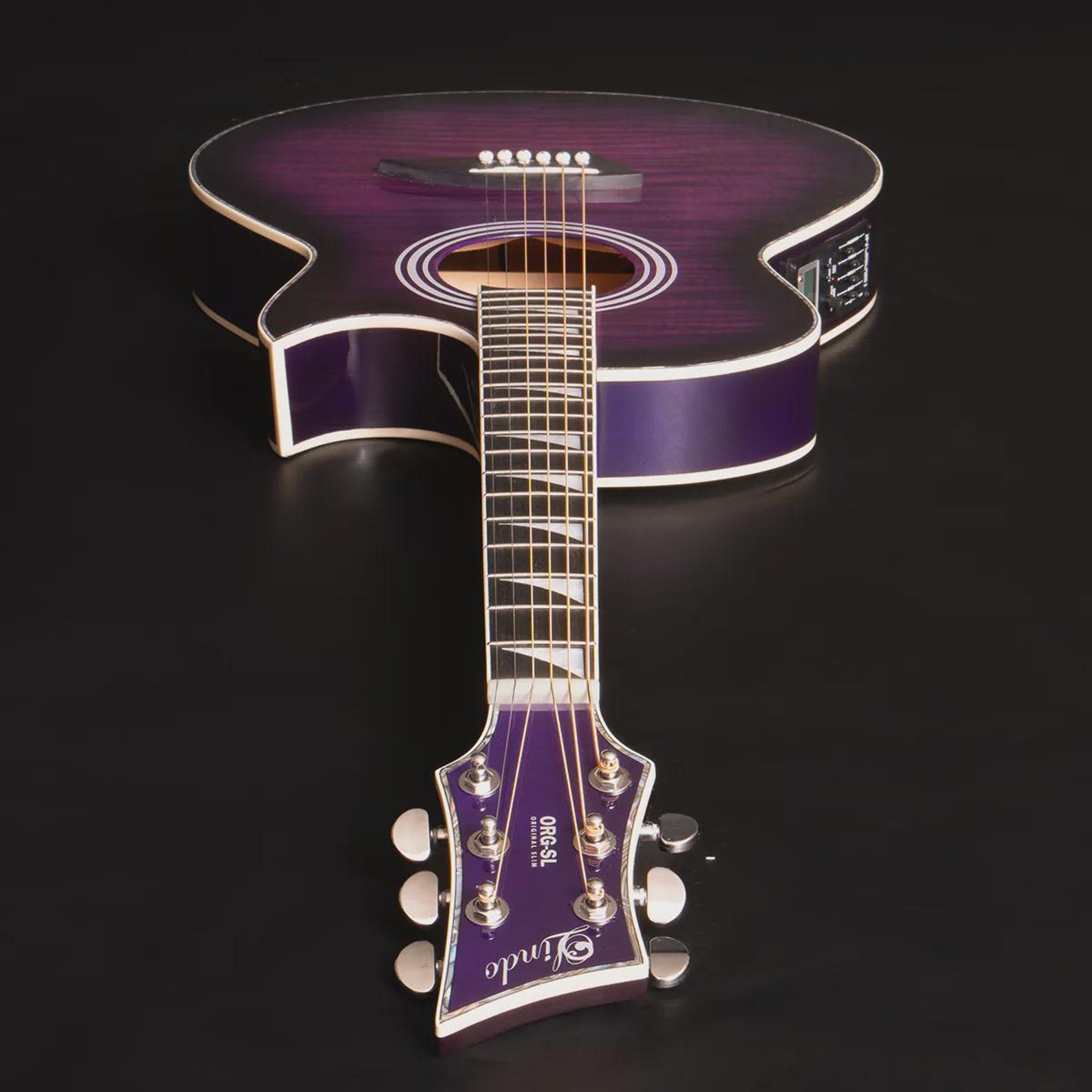 Lindo ORG-SL Slimline Purple Electro Acoustic Guitar With In-built F-4T ...