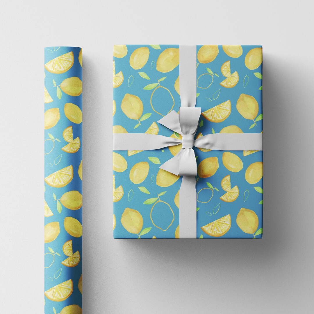 Lemon Gift Wrap, Summer Gift Wrap, Birthday Wrapping Paper, Colorful ...