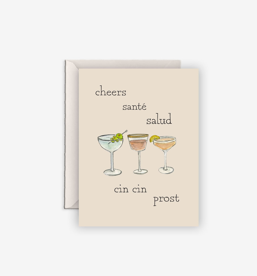 Cheers Card, Cocktail Card, Wedding Card, Cocktail Wedding Card, Saute ...