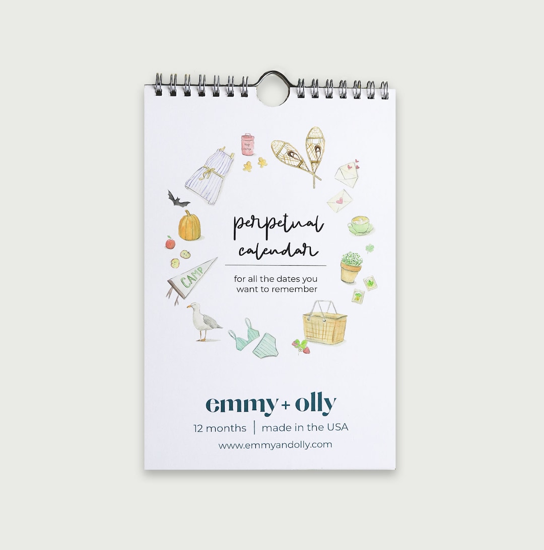 Perpetual Calendar, Watercolor Calendar, Birthday Calendar, Anniversary ...