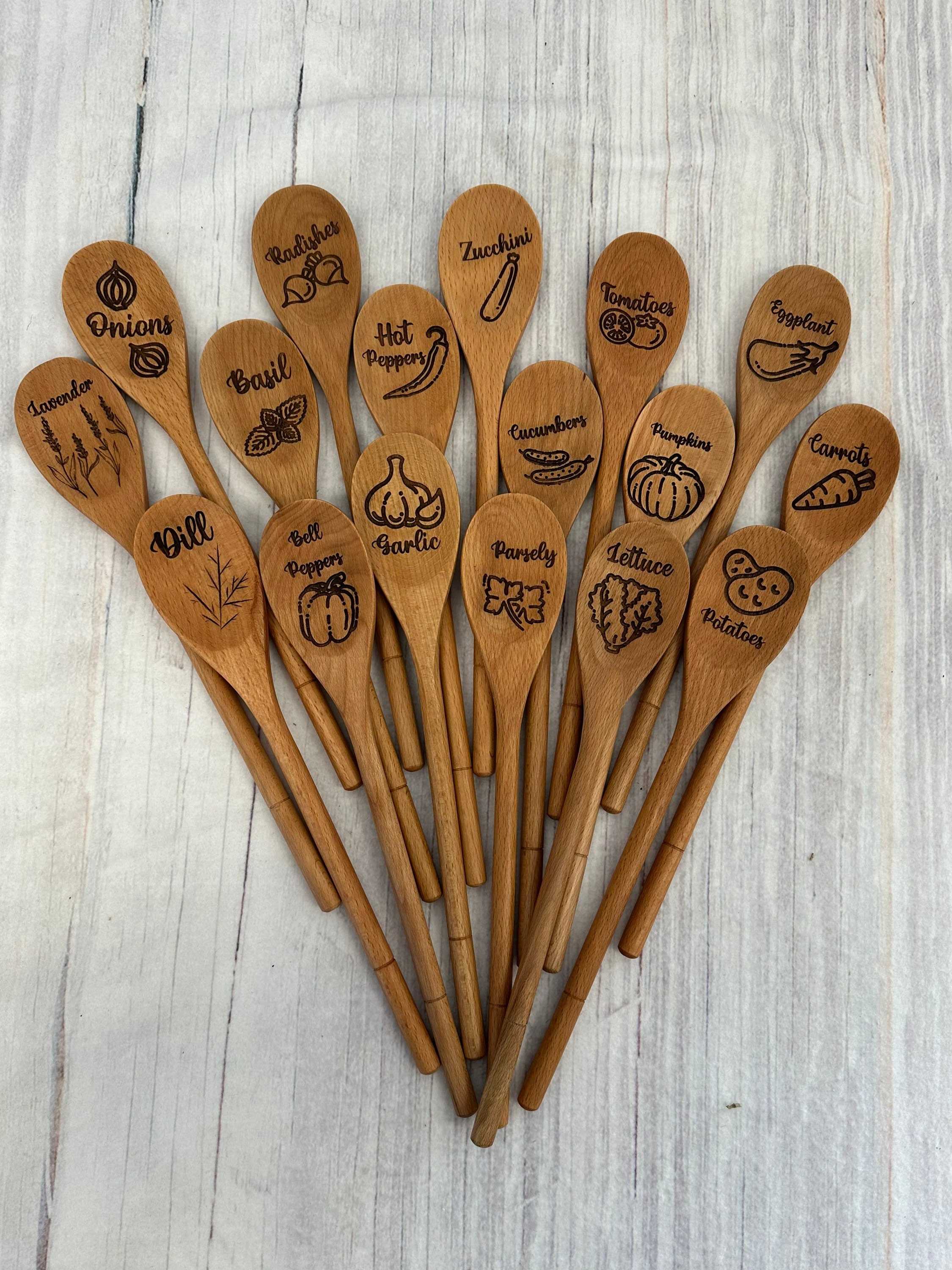Wooden Spoon Garden Labels: Laser Engraved Plant Markers - Etsy