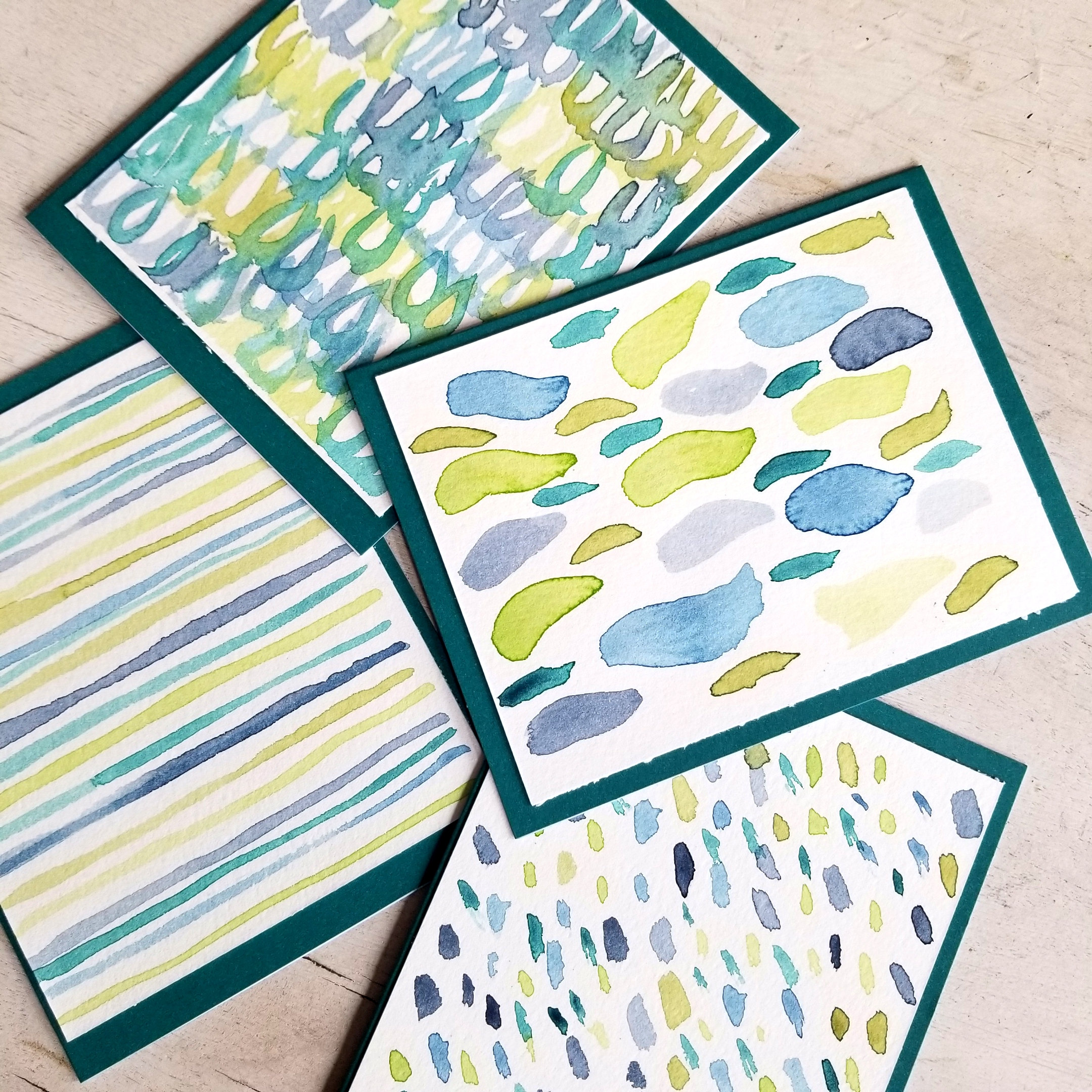 Shades of Blue and Green Watercolor Notecards - Etsy