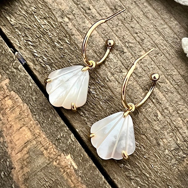 White Shell Earrings - Etsy