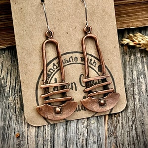 Rustic Copper Dangle Earrings • Bohemian Earrings • Antique Copper Boho ...