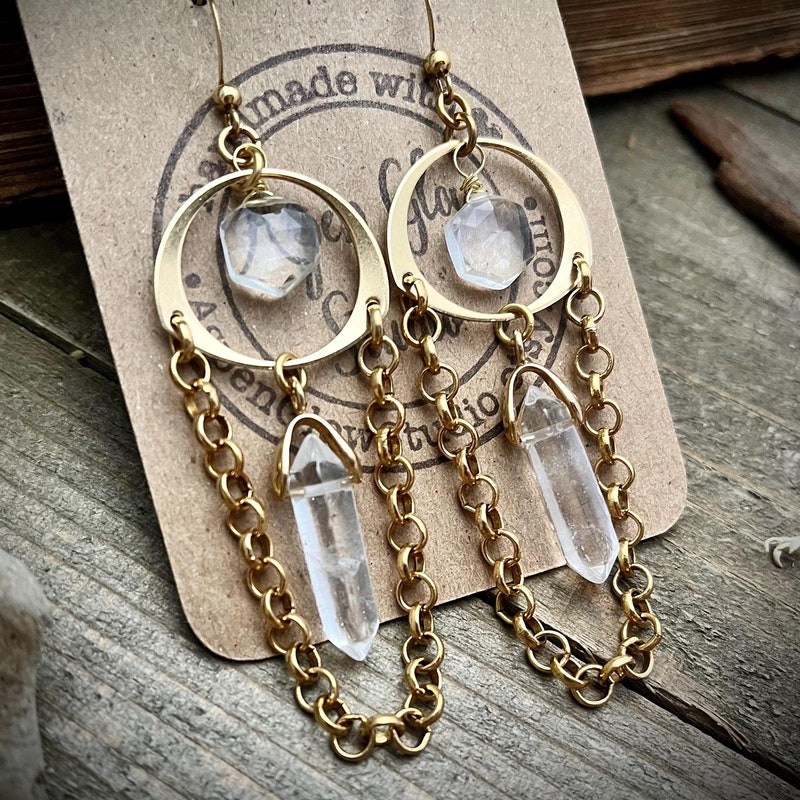 Crystal Chain Earrings - Etsy