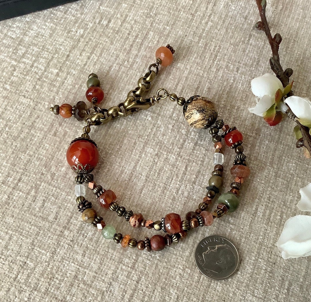 Sundance Style Layered Bracelet of Many Gems, Multicolor, Adjustable ...