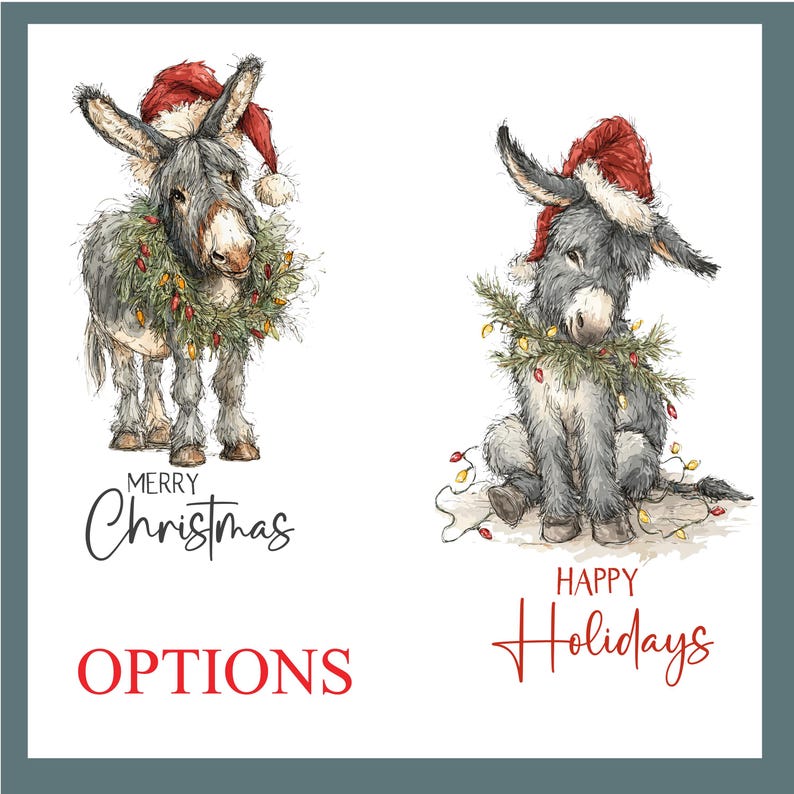 Christmas Donkey Kitchen Towel, Donkey and Lights Merry Christmas Tea ...