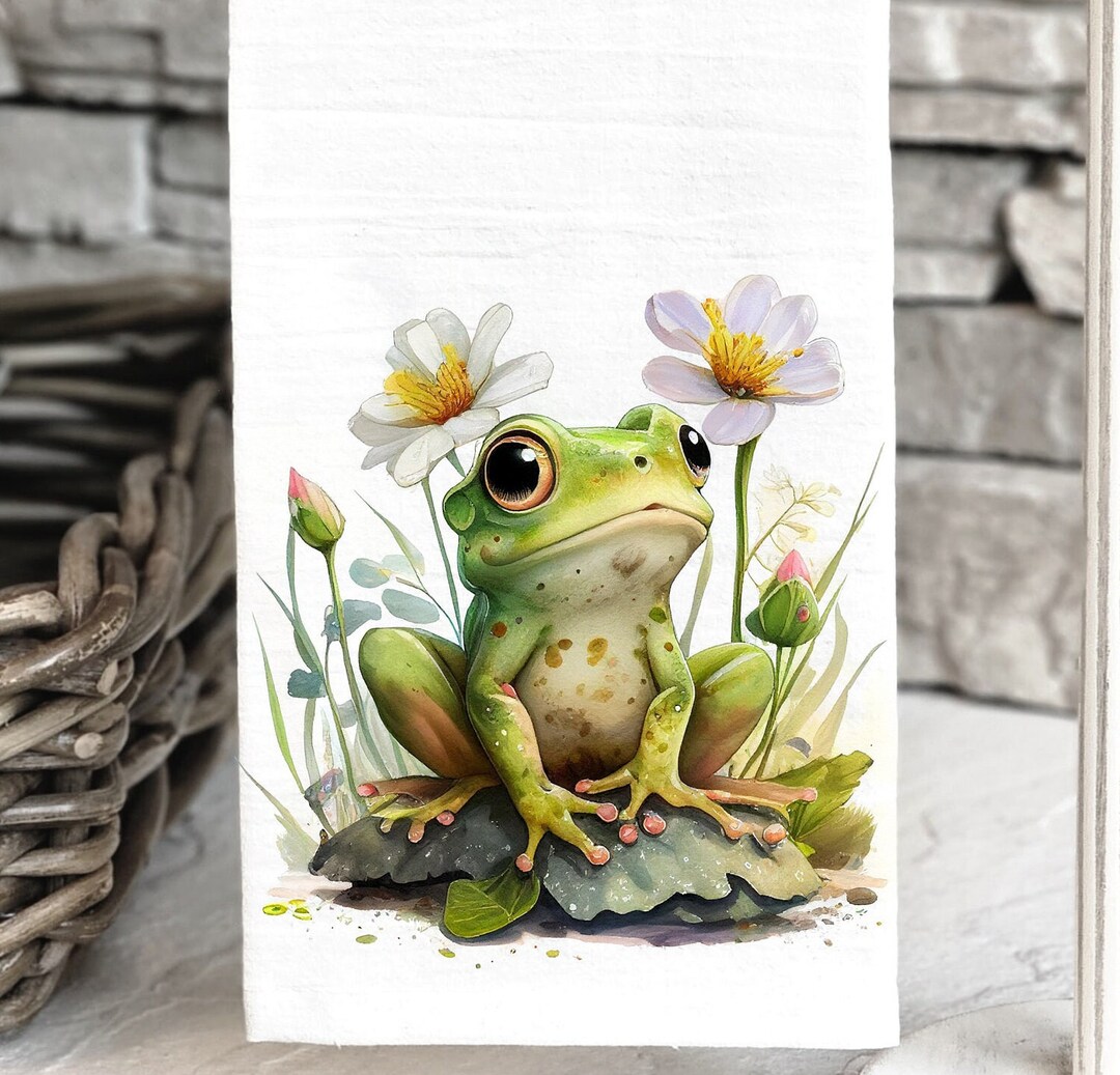Frog and Lily Pad Kitchen Tea Towels, Decorative Dish Towel, Frogs ...