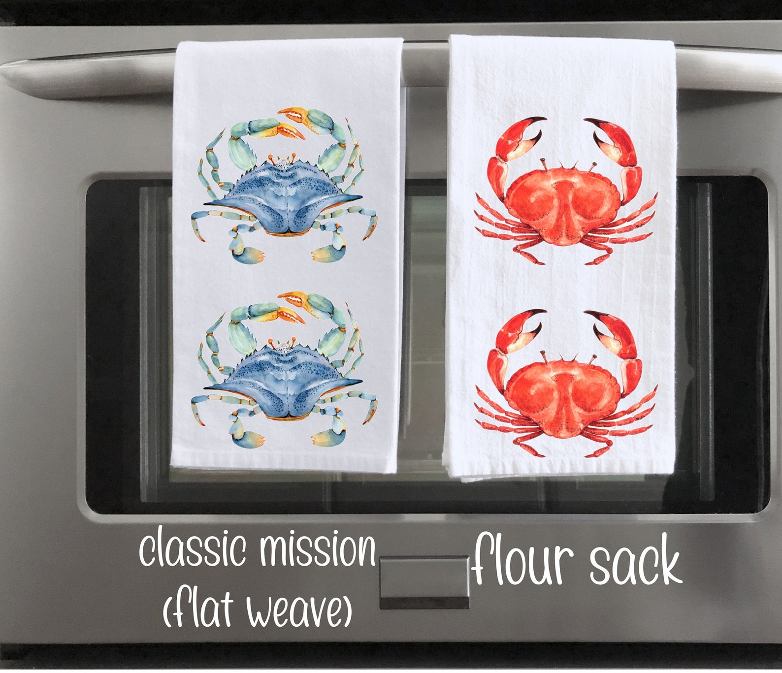 Colorful Crabs Kitchen Dish Towels, Ocean Animals, Sealife Tea Towels ...