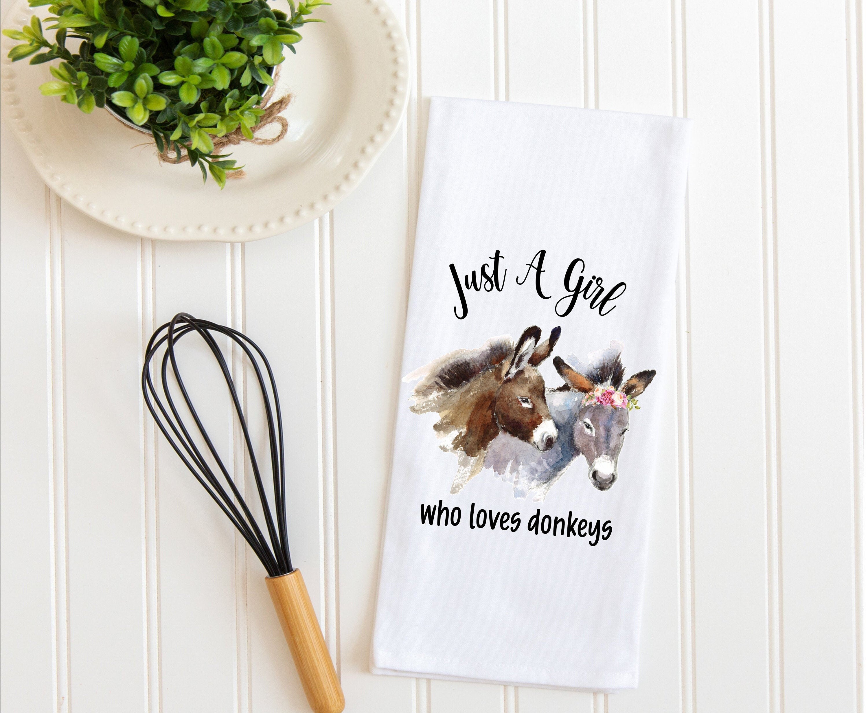 Tea Towel, Just a Girl Who Loves Donkeys, Donkey Kitchen Towel, Gift ...