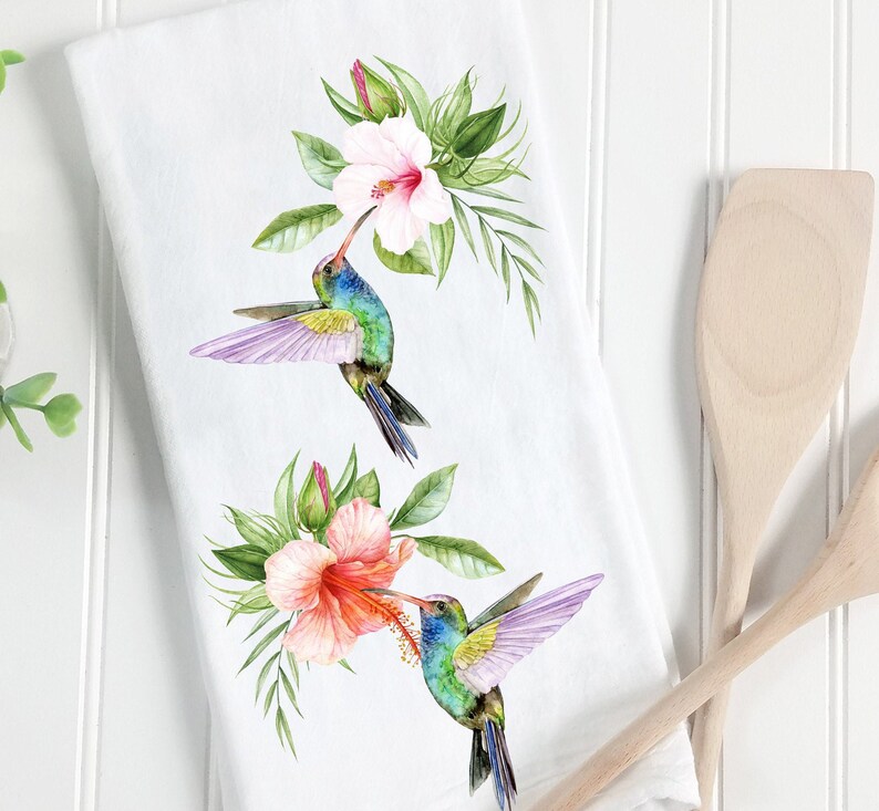 Hummingbird Tea Towel Tropical Bird Decorative Hand Towel | Etsy