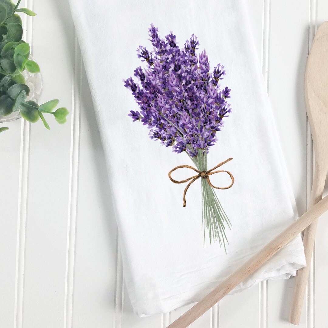 Lavender Floral Tea Towel, Hand Towels, Tea Towels, Farmhouse Floral ...