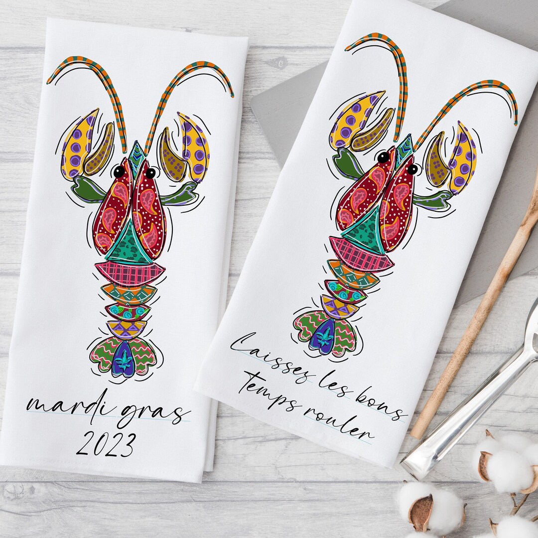 Mardi Gras Towel, Mardi Gras Tea Towel, Mardi Gras 2023, Crawfish Tea ...