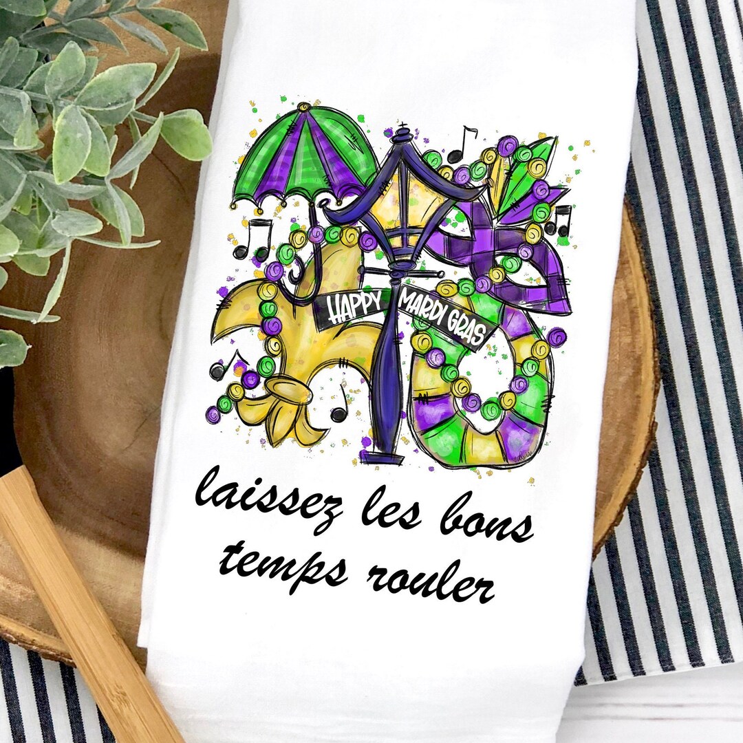 Mardi Gras Towel, Mardi Gras Tea Towel, Let the Good Times Roll ...