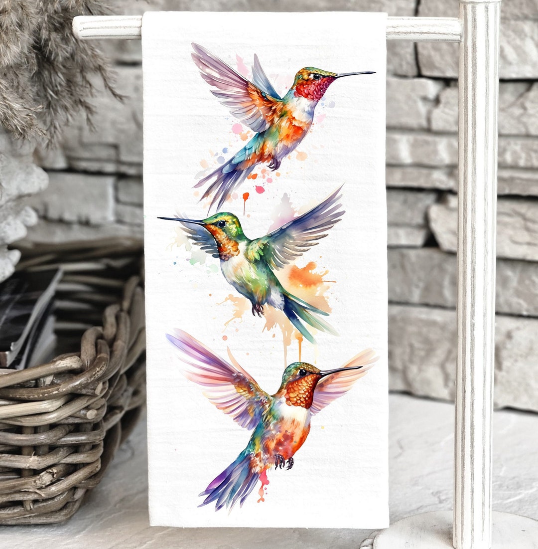 Hummingbird Tea Towel, Tropical Bird Decorative Hand Towel, Kitchen ...