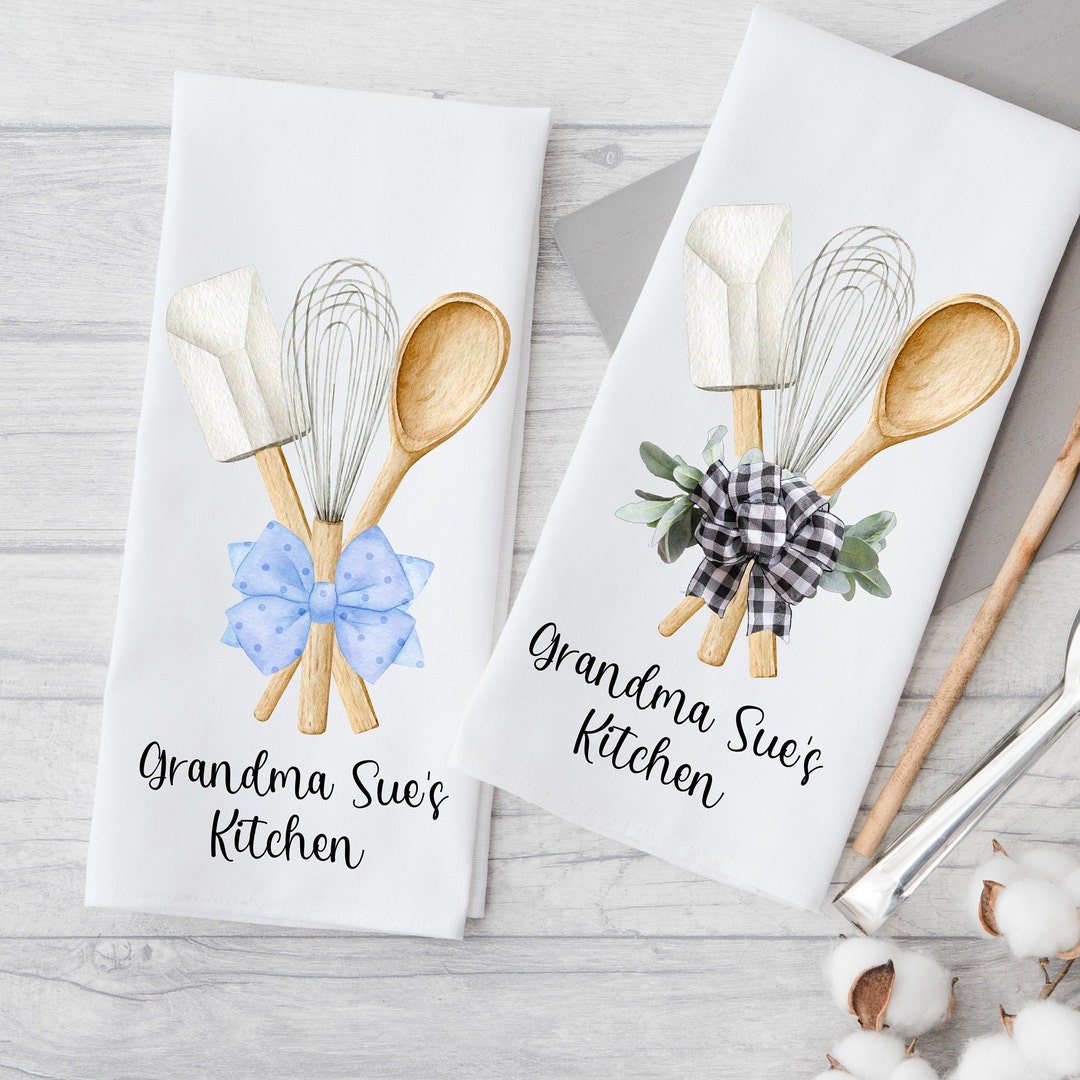 Personalized Dish Towel, Custom Tea Towel, Personalized Kitchen Towel, Floral Kitchen Jar ...