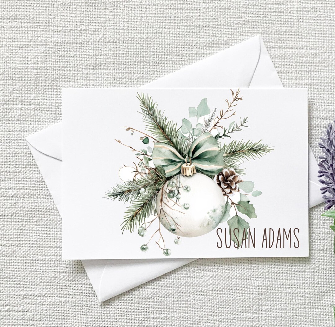 Note Cards, Personalized Holiday Note Cards, Set of 6 Cards and ...
