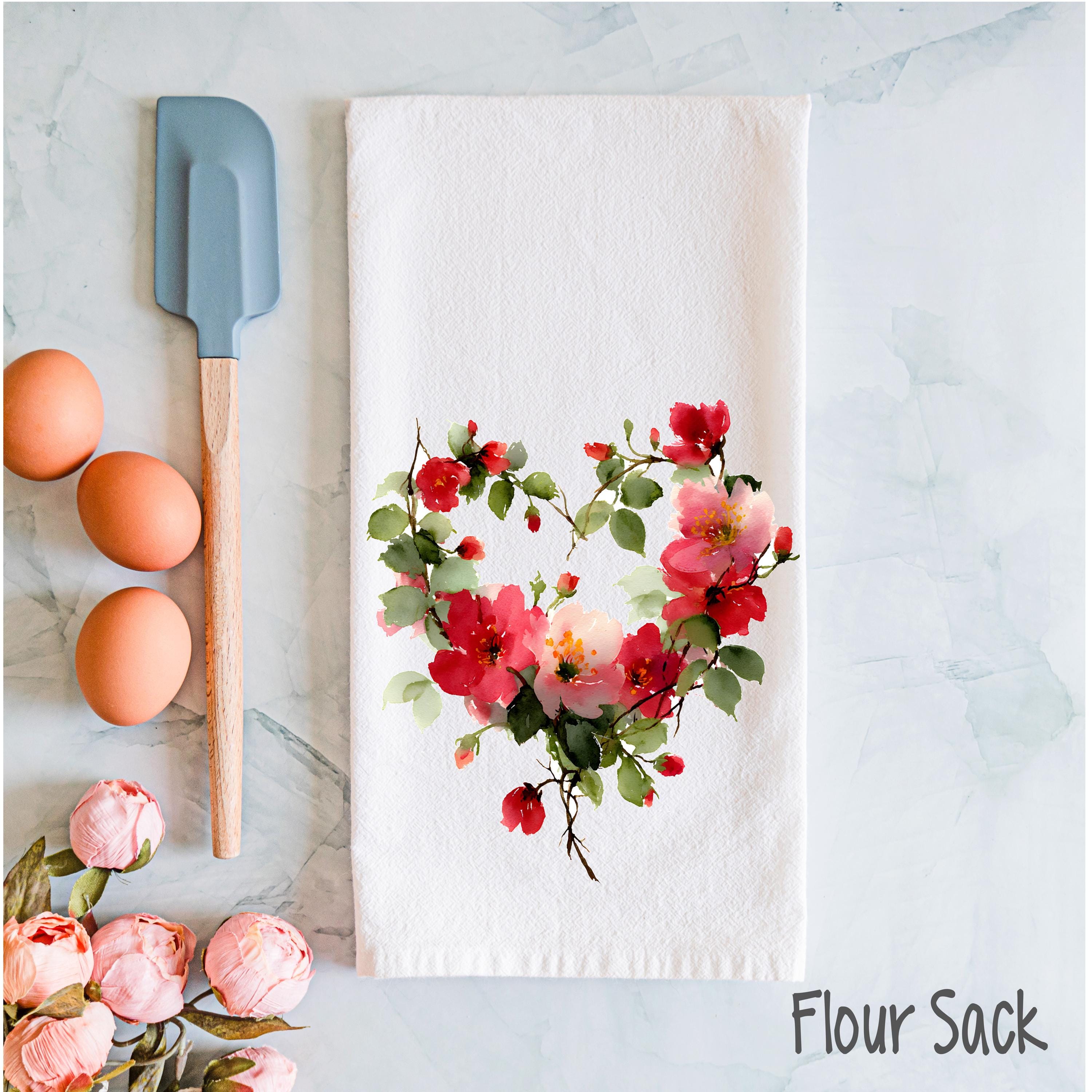 Valentine Floral Hearts Kitchen Towel, Red Pink Heart Decor - Etsy