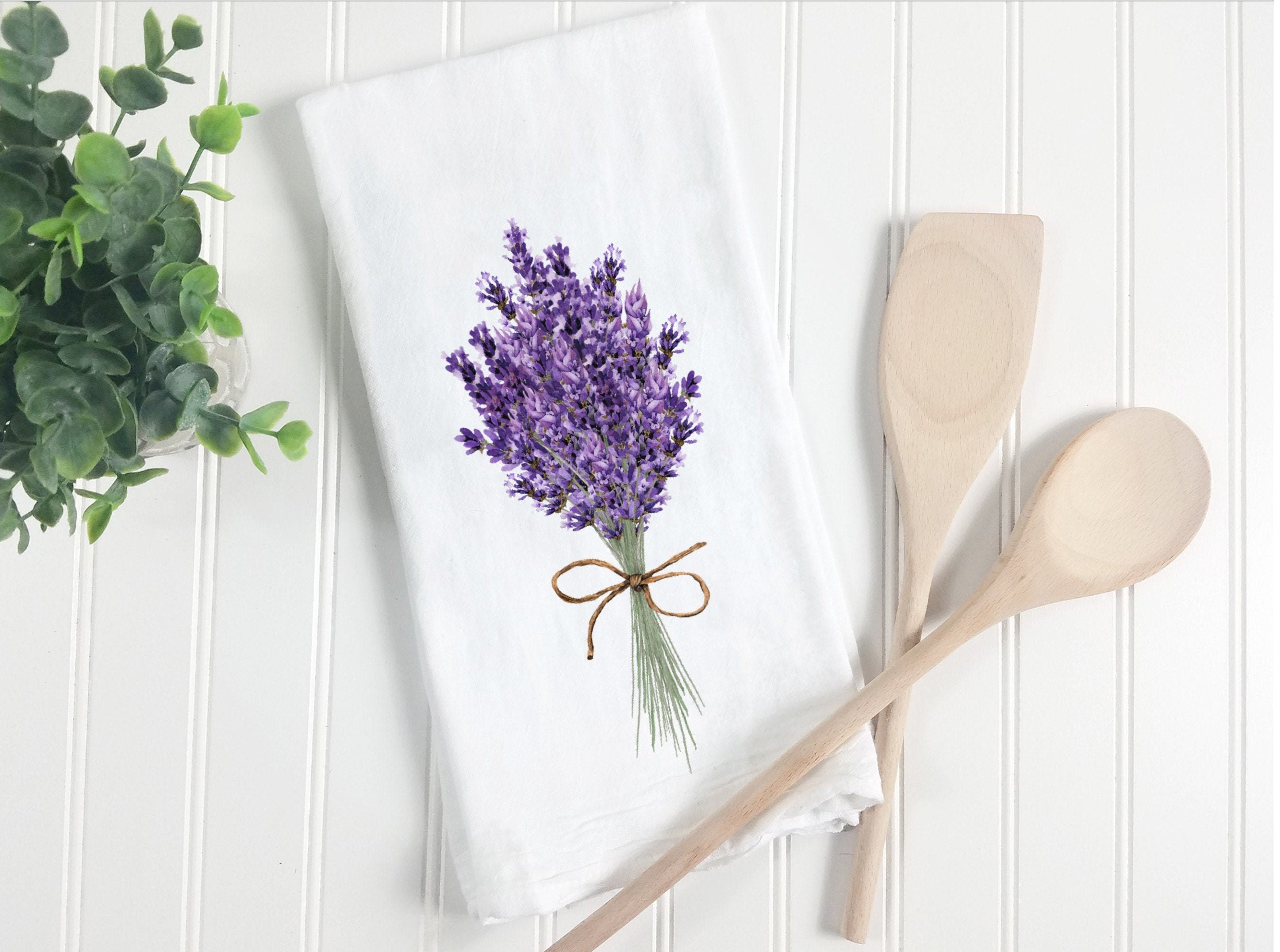 Lavender Floral Tea Towel, Hand Towels, Tea Towels, Farmhouse Floral ...