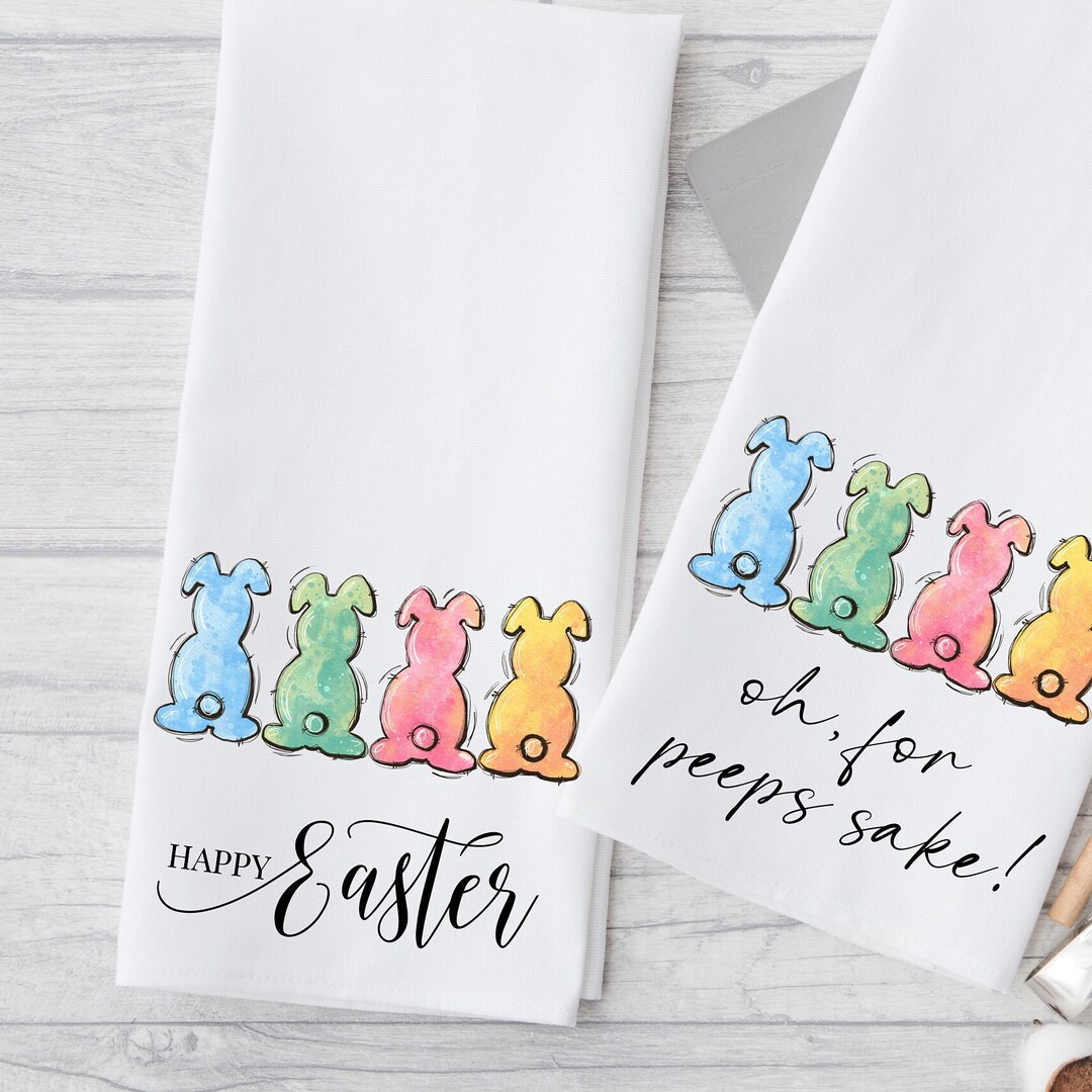 Easter Peeps Tea Towel, Colorful Easter Peeps Kitchen Dish Towel ...