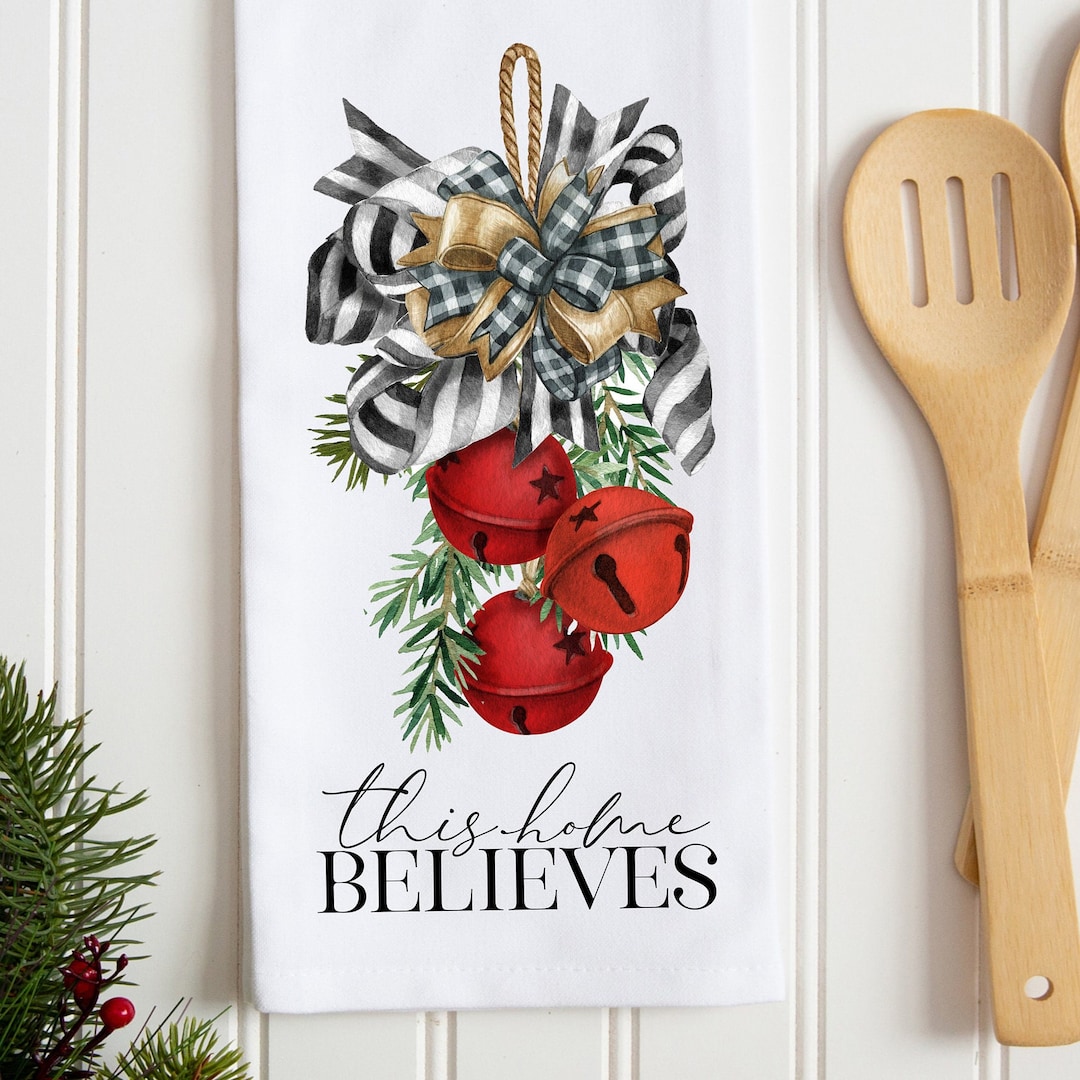 Christmas Dish Towel, Christmas Kitchen Towel, This Home Believes ...