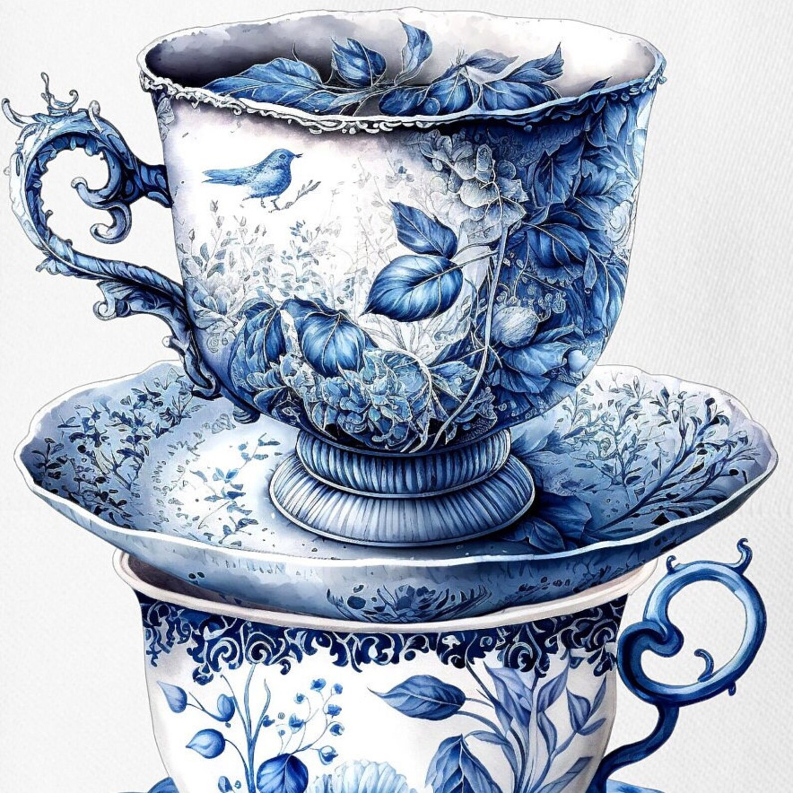 Delft Blue Kitchen Towel, Delft Blue Tea Cups and Tea Pot Tea Towel ...