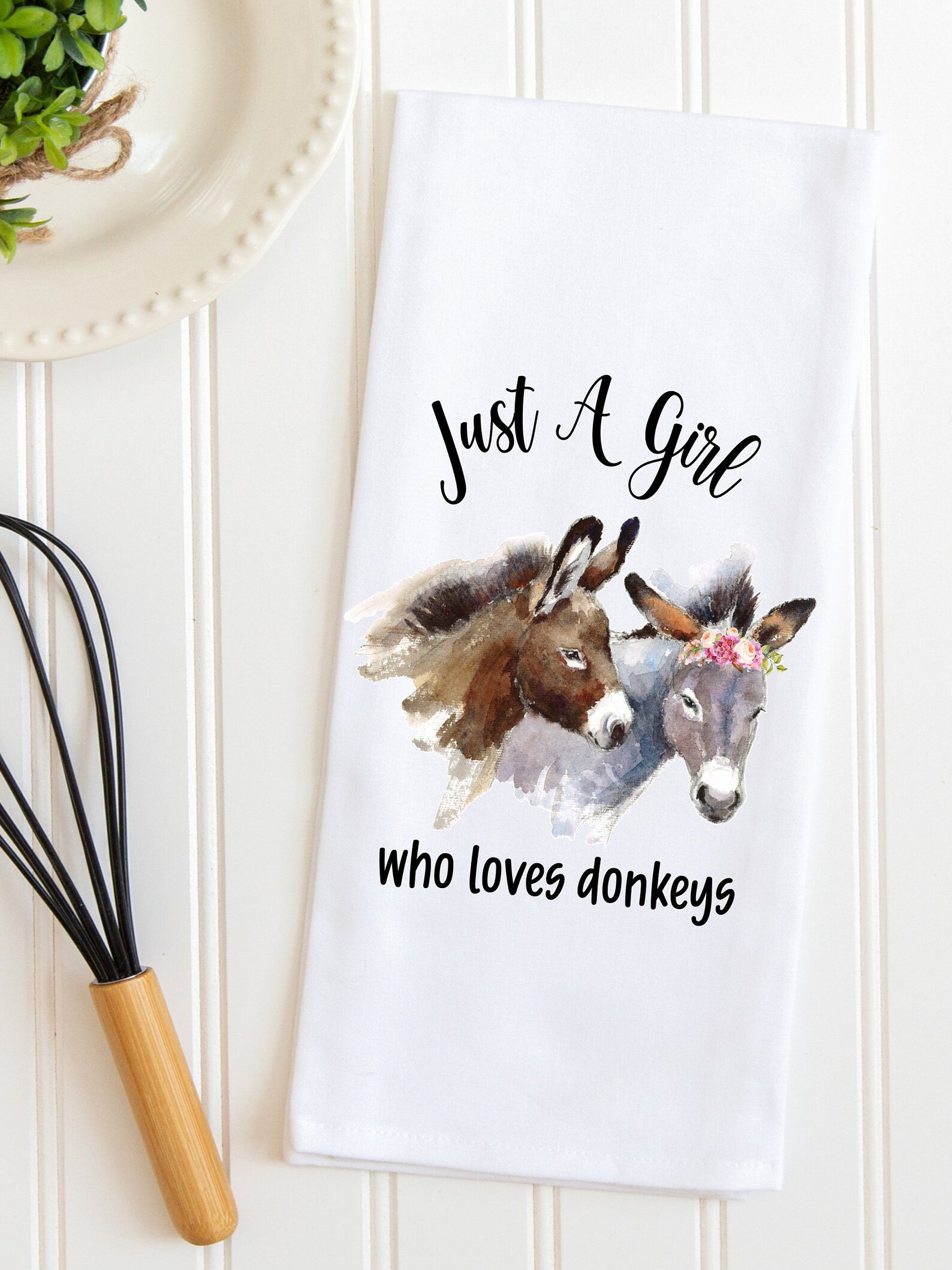 Tea Towel, Just a Girl Who Loves Donkeys, Donkey Kitchen Towel, Gift ...
