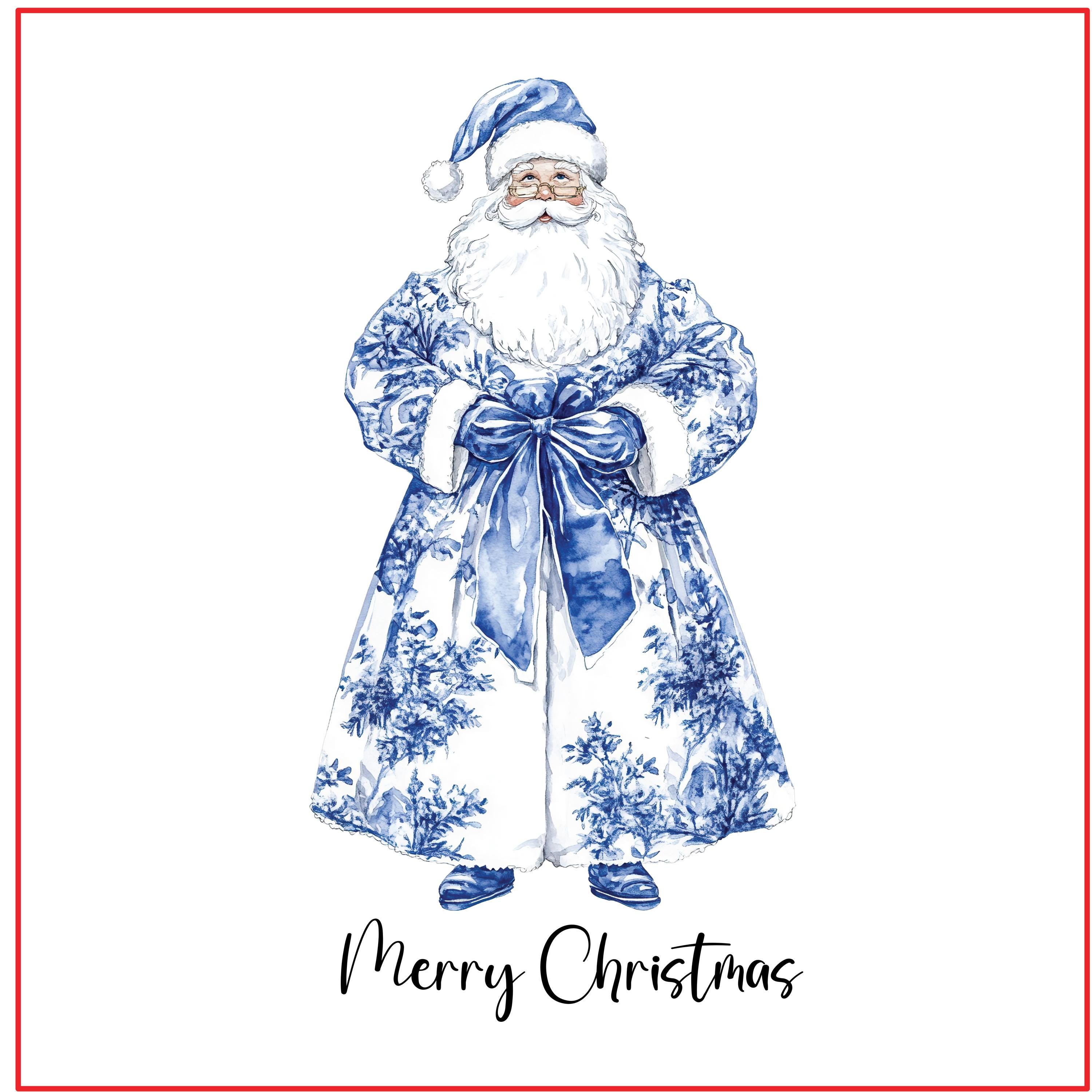 Blue Toile Santa Dish Towel: Christmas Kitchen Decor - Etsy