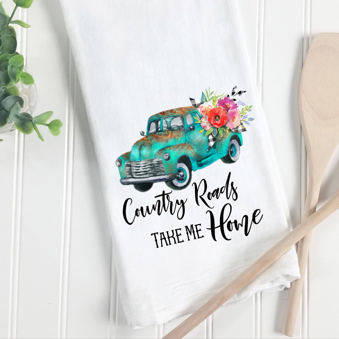 Country Roads Tea Towel Country Charm Kitchen Decor Antique - Etsy