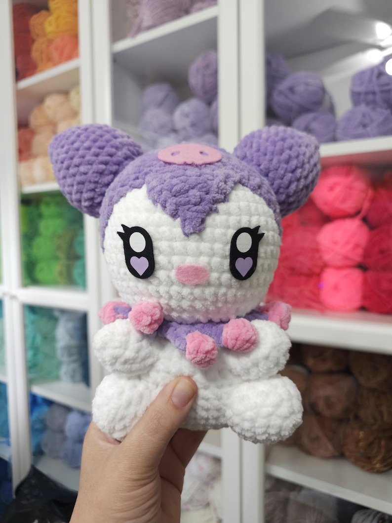 Crochet Kuromi Inspired, Amigurumi Kuromi, Hello Kitty Friend, Stuffed ...