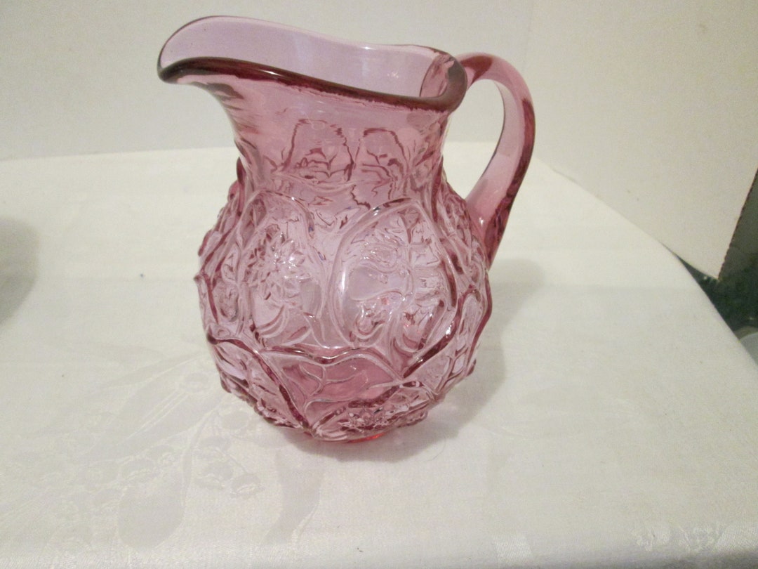 Vintage Fenton Dusty Rose 7 Pitcher, Water Lily Pattern - Etsy