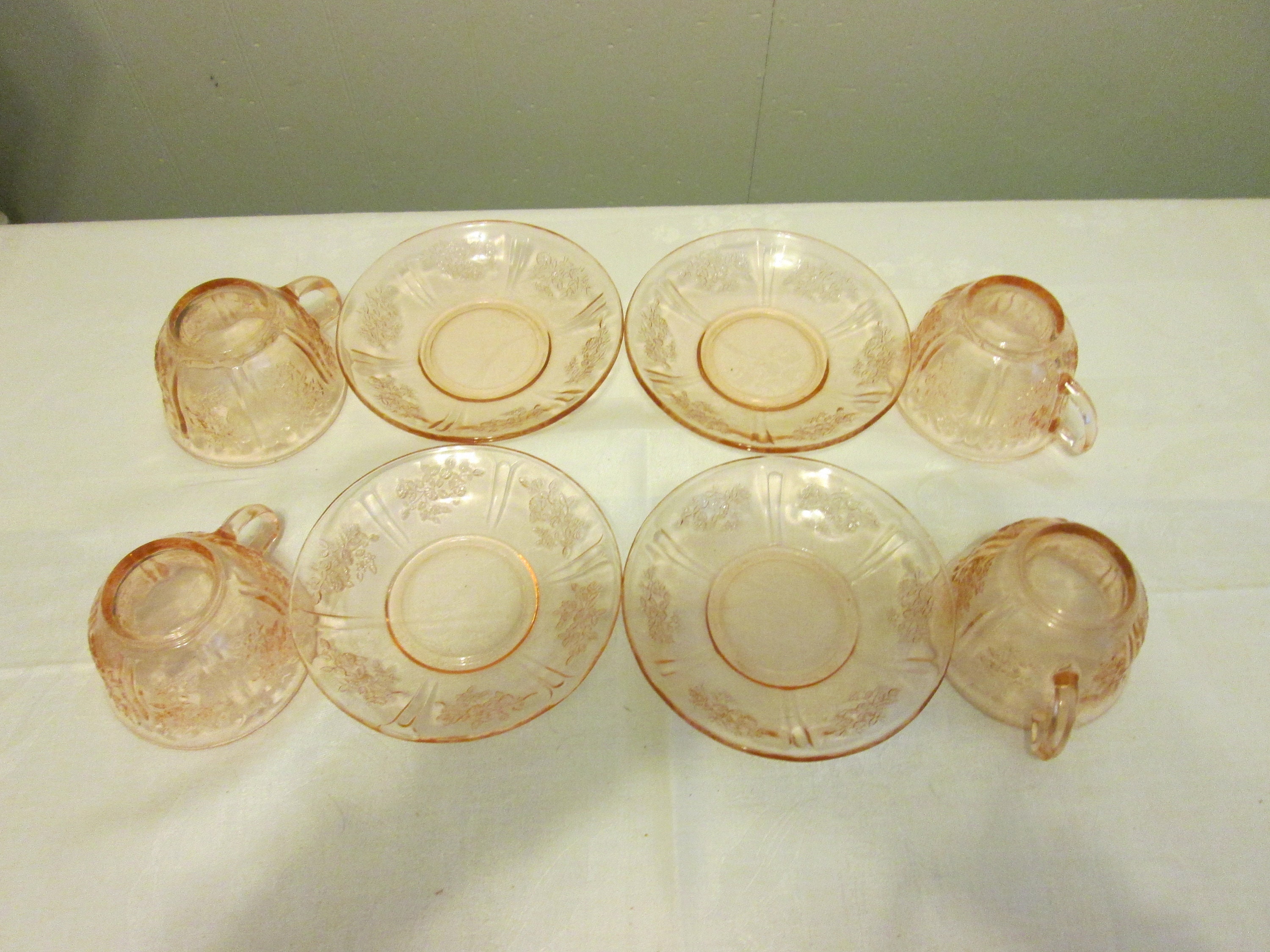 Set of 4 Federal Depression Glass SHARON Pattern Pink Cups and - Etsy