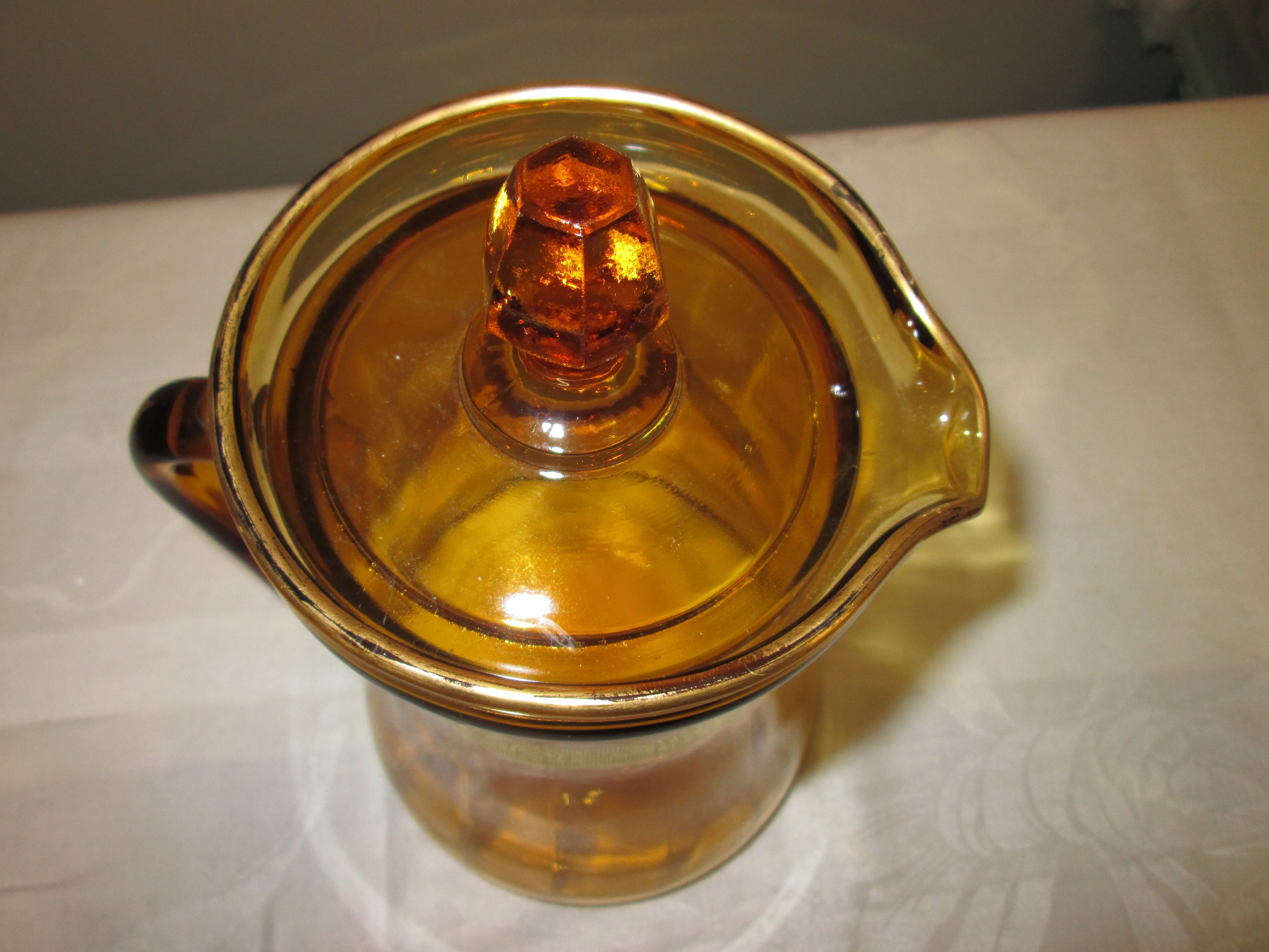 Tiffin Optic Amber Gold Banded Rambler Rose Pitcher With - Etsy