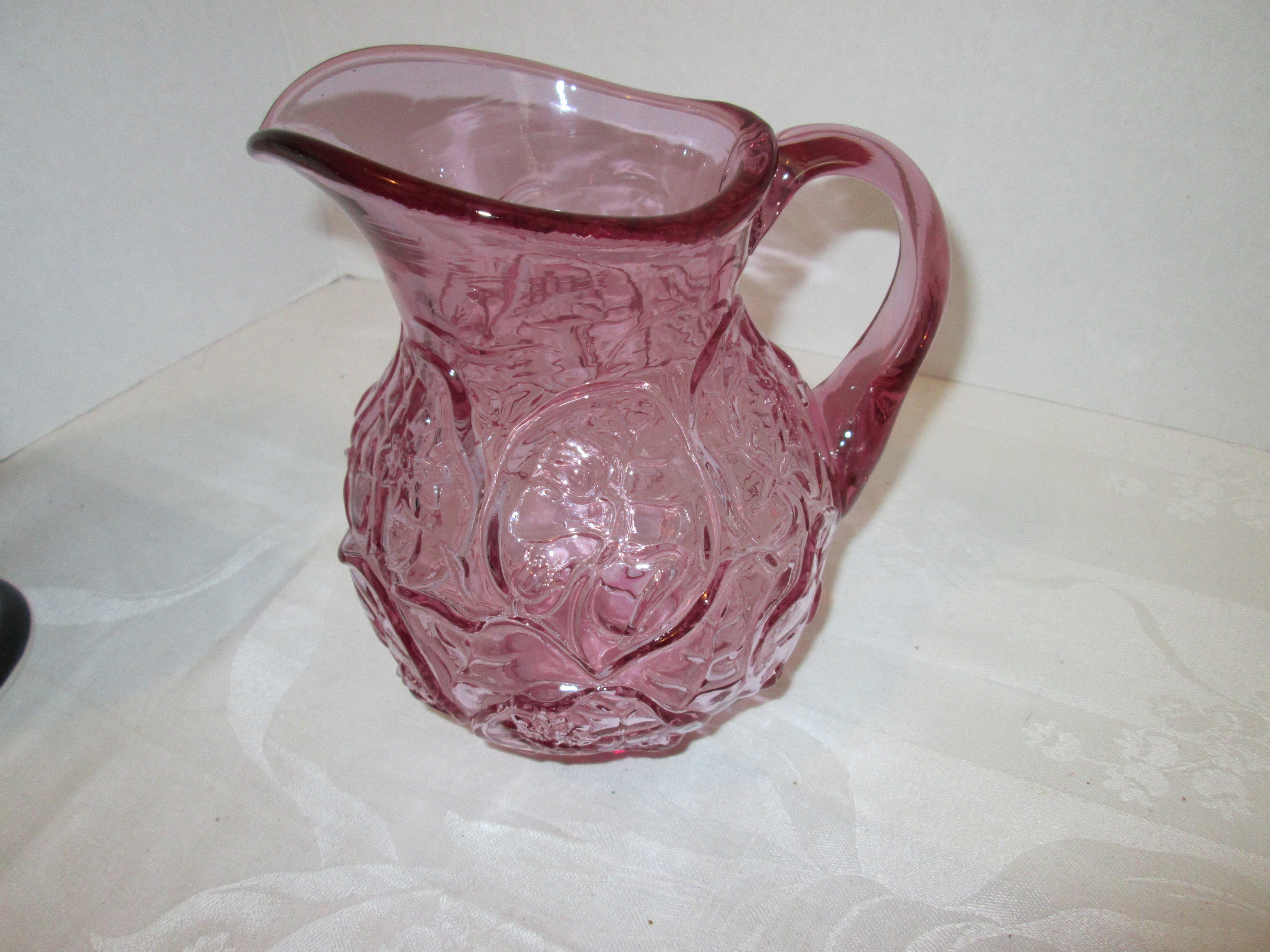 Vintage Fenton Dusty Rose 7 Pitcher, Water Lily Pattern - Etsy