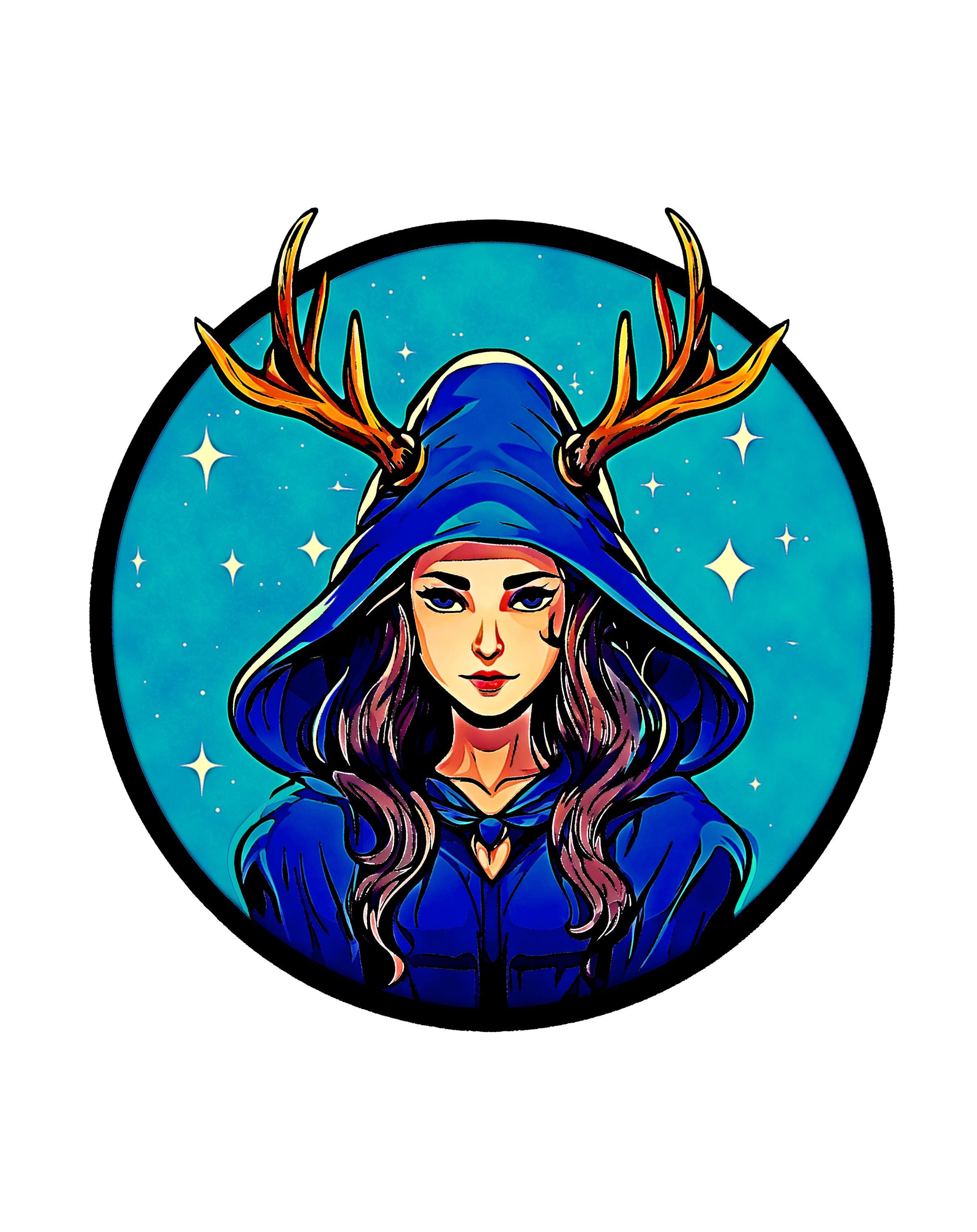 Digital Download Painting | Art Print | Deer Witch Artwork | Printable ...